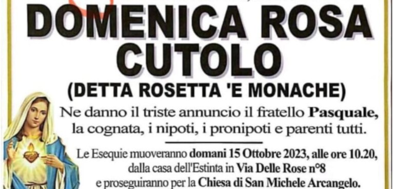 Morta Rosetta Cutolo, sorella del boss Raffaele